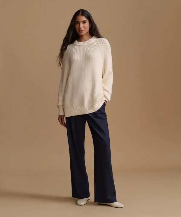 Jenni Kayne Oversized Cotton Fisherman Sweater - Ivory