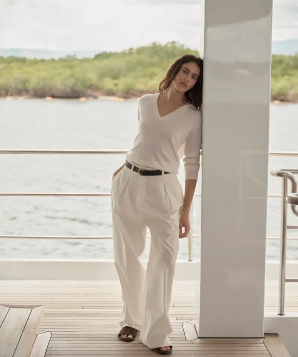 Jenni Kayne Flynn Cashmere V-neck Sweater - Ivory