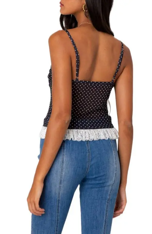 EDIKTED Polka Dot Mesh Camisole