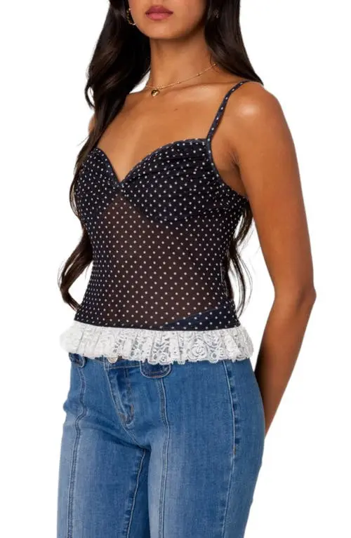 EDIKTED Polka Dot Mesh Camisole