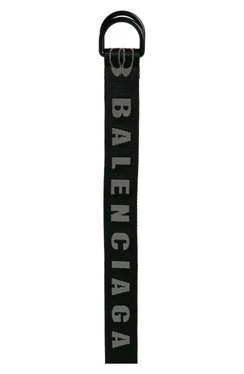 Balenciaga Logo D-ring Belt - 1064 Black/ L Dark Grey