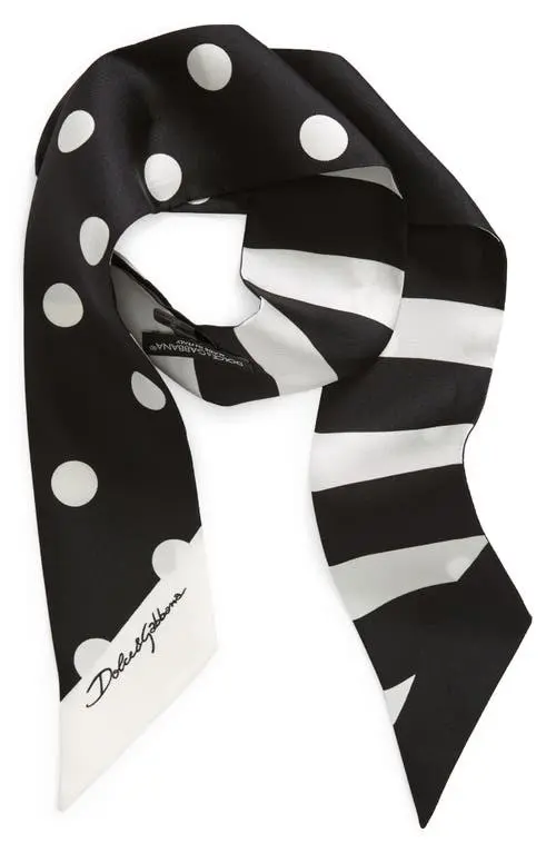 Dolce & Gabbana Polka Dot Stripe Silk Scarf