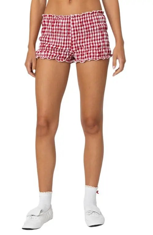 EDIKTED Gingham Shirred Microshorts