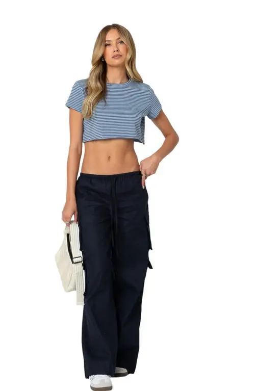 EDIKTED Stripey Crop T-shirt