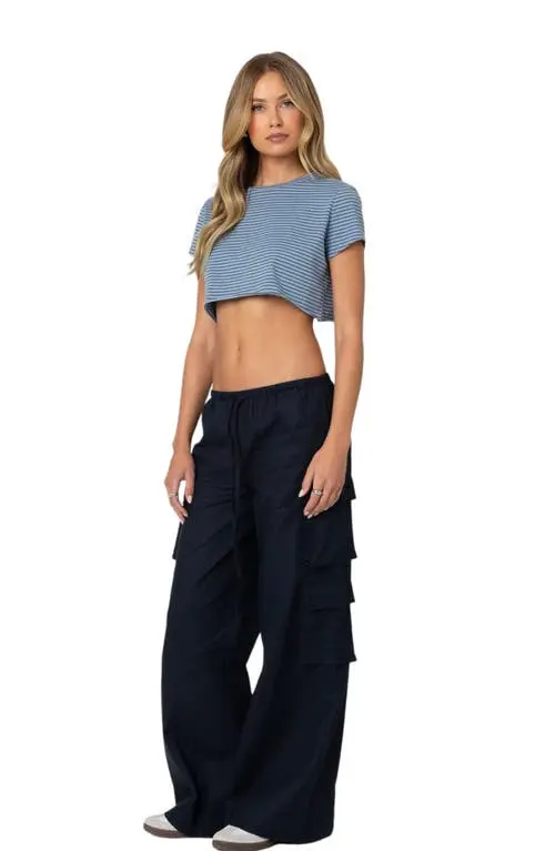 EDIKTED Stripey Crop T-shirt