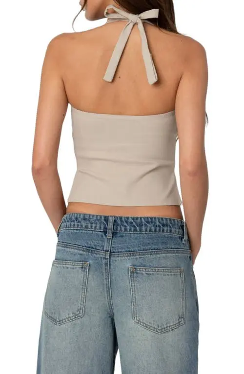 EDIKTED Dara Halter Top - Beige