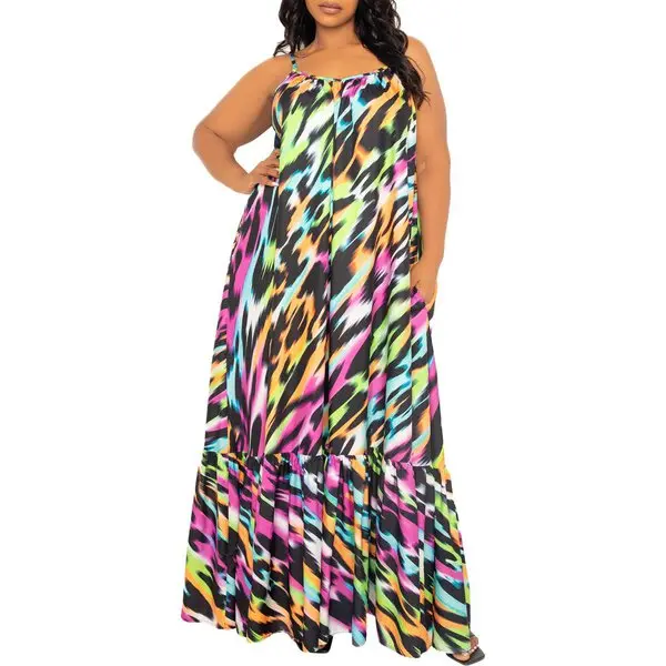 BUXOM COUTURE Animal Print Maxi Dress - Multi