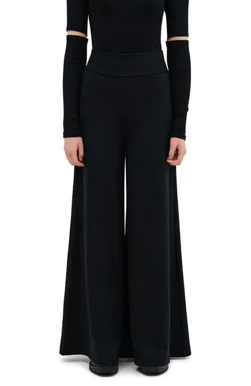 MARCELLA Georgia High Waist Wide Leg Ponte Knit Pants - Black