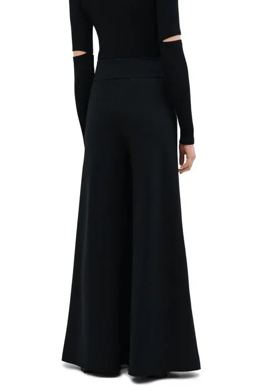 MARCELLA Georgia High Waist Wide Leg Ponte Knit Pants - Black