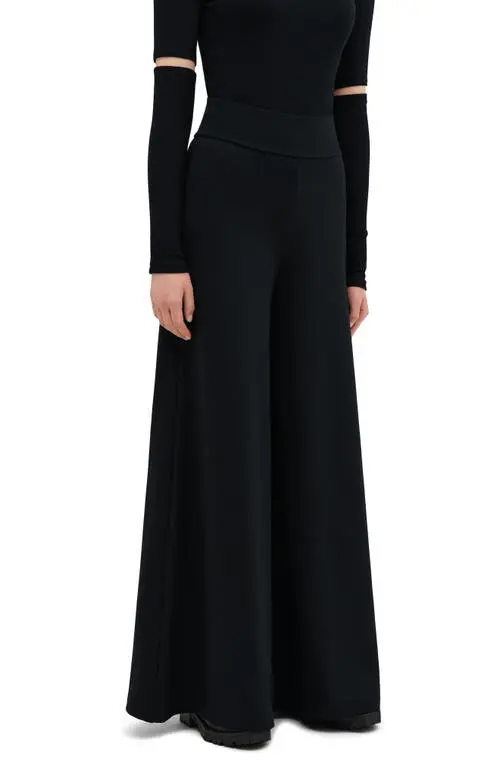 MARCELLA Georgia High Waist Wide Leg Ponte Knit Pants - Black