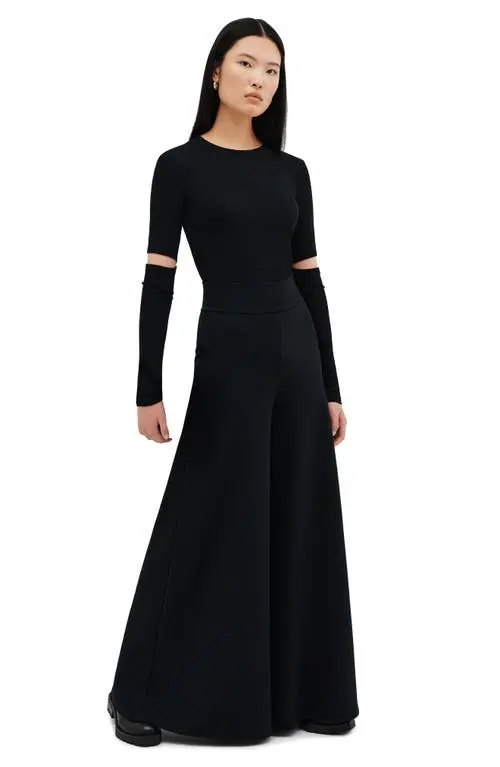 MARCELLA Georgia High Waist Wide Leg Ponte Knit Pants - Black