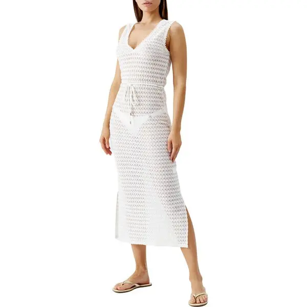 Melissa Odabash Annabel Open Stitch Cover-up Dress - White
