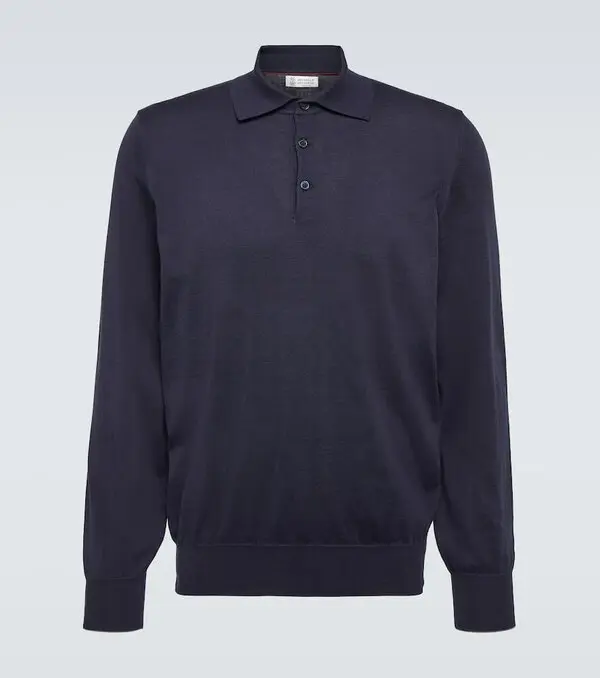 Brunello Cucinelli Cotton Polo Sweater - Blue