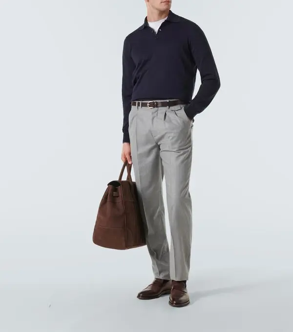 Brunello Cucinelli Cotton Polo Sweater - Blue