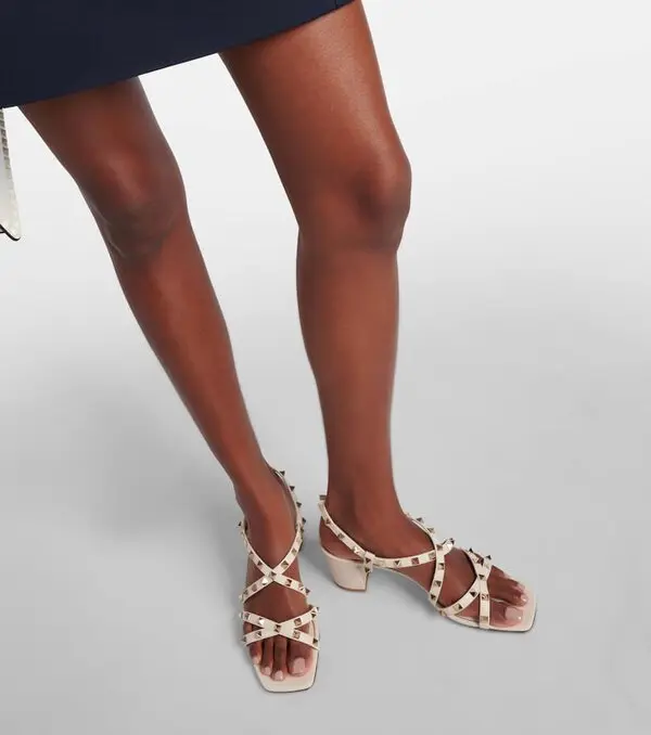Valentino Garavani Rockstud Leather Sandals - White
