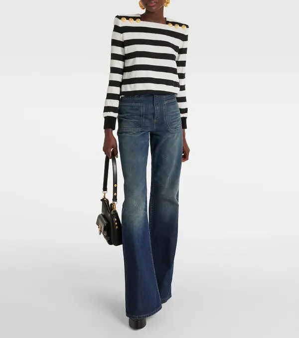 Balmain Striped Jersey Top