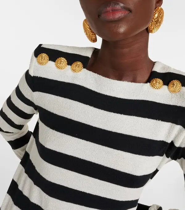 Balmain Striped Jersey Top