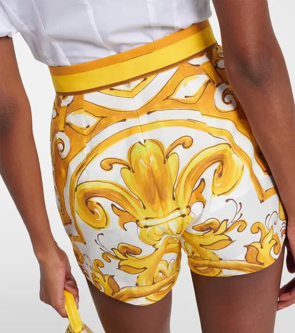 Dolce & Gabbana Majolica High-rise Shorts - Yellow
