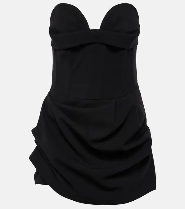 Magda Butrym Draped Wool-blend Bustier Dress - Black