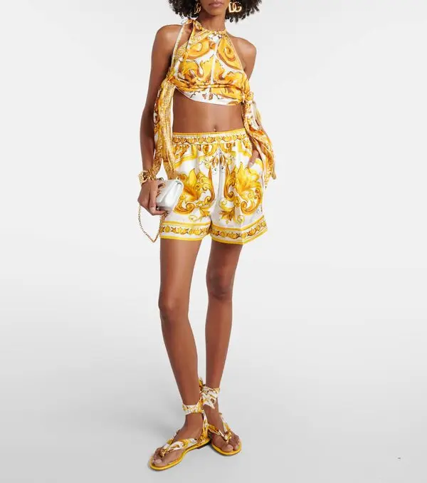 Dolce & Gabbana Majolica Printed Silk Shorts