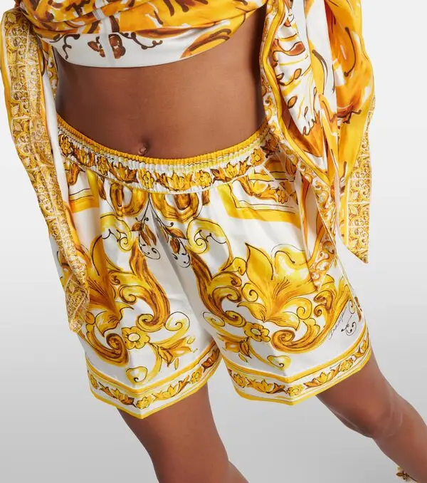 Dolce & Gabbana Majolica Printed Silk Shorts
