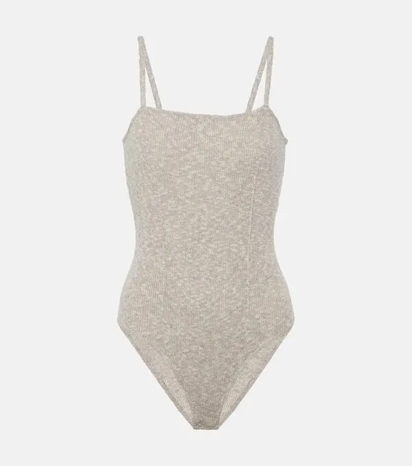 Magda Butrym Knitted Linen And Cotton Bodysuit - Grey
