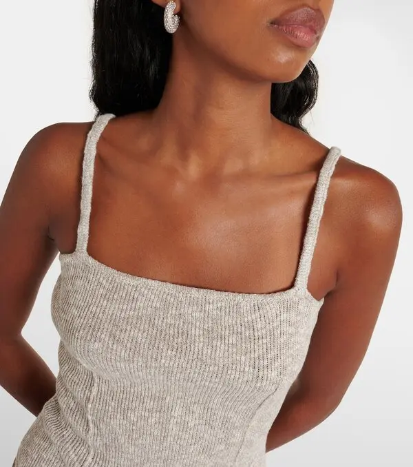 Magda Butrym Knitted Linen And Cotton Bodysuit - Grey