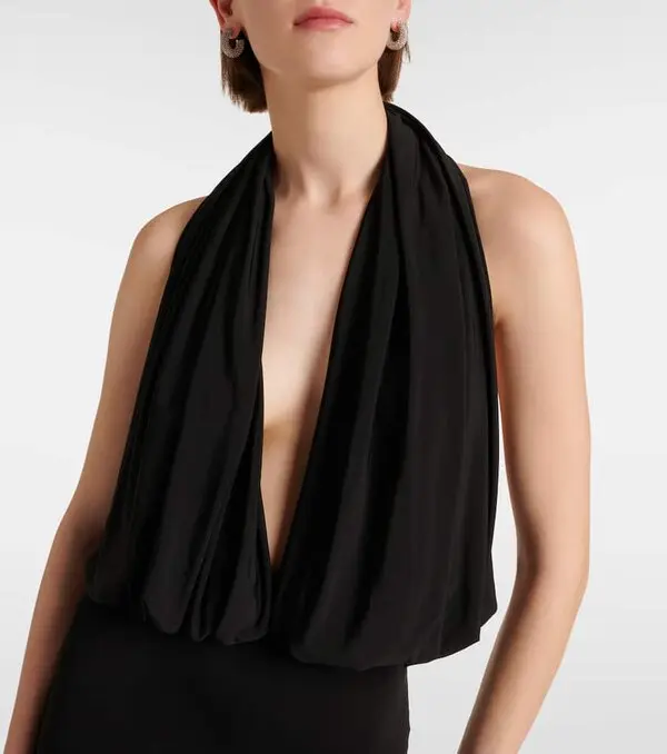 Magda Butrym Draped Halterneck Jersey Gown