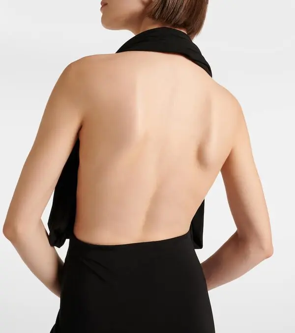 Magda Butrym Draped Halterneck Jersey Gown