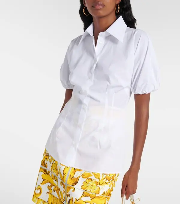 Dolce & Gabbana Cotton Poplin Puff-sleeve Blouse