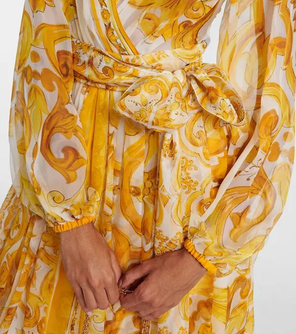 Dolce & Gabbana Majolica Silk Chiffon Midi Dress
