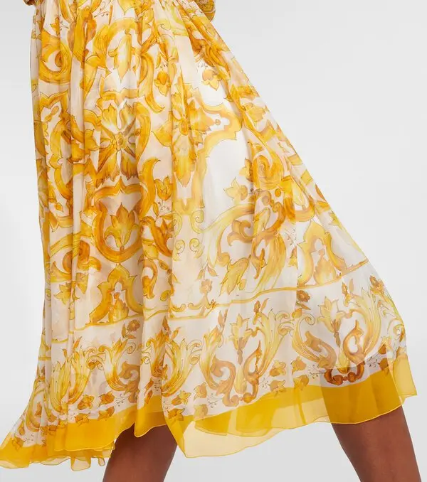 Dolce & Gabbana Majolica Silk Chiffon Midi Dress
