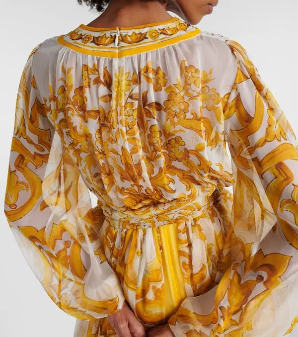 Dolce & Gabbana Majolica Silk Chiffon Midi Dress