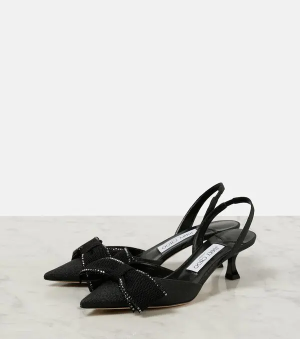 JIMMY CHOO Brook 50 Embellished Slingback Pumps - Black