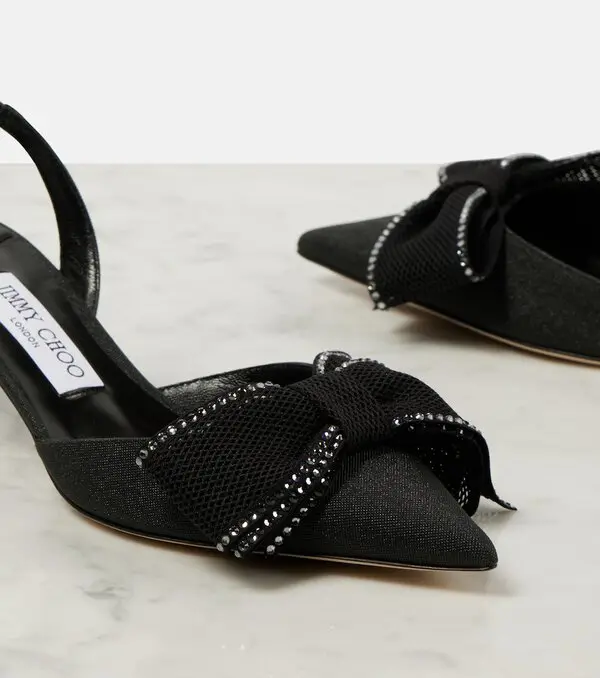 JIMMY CHOO Brook 50 Embellished Slingback Pumps - Black