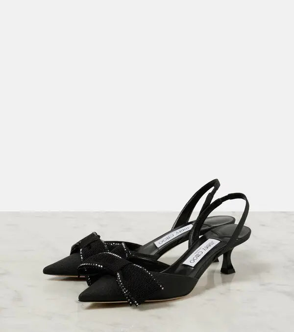 JIMMY CHOO Brook 50 Embellished Slingback Pumps - Black