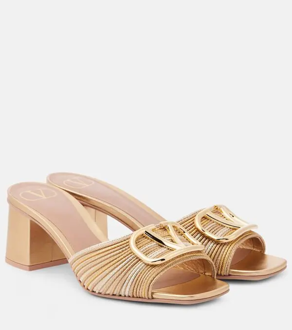 Valentino Garavani Vlogo Signature 60 Metallic Mules - Gold