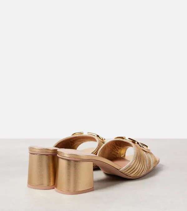 Valentino Garavani Vlogo Signature 60 Metallic Mules - Gold