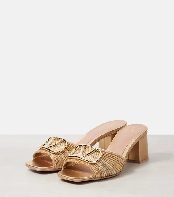 Valentino Garavani Vlogo Signature 60 Metallic Mules - Gold
