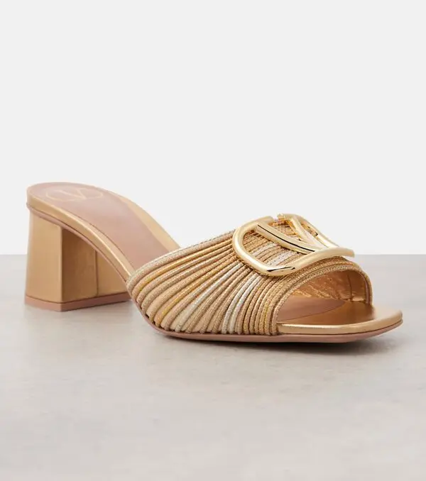 Valentino Garavani Vlogo Signature 60 Metallic Mules - Gold