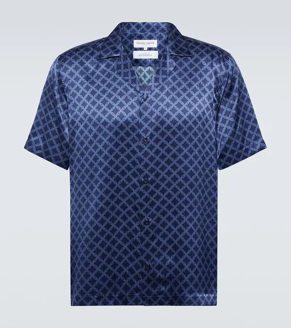 Frescobol Carioca Roberto Silk Bowling Shirt - Blue