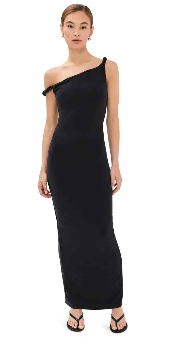 Good American Sandwashed Jersey Twist Shoulder Maxi Dress In Black001 - 75%  Off | Editorialist