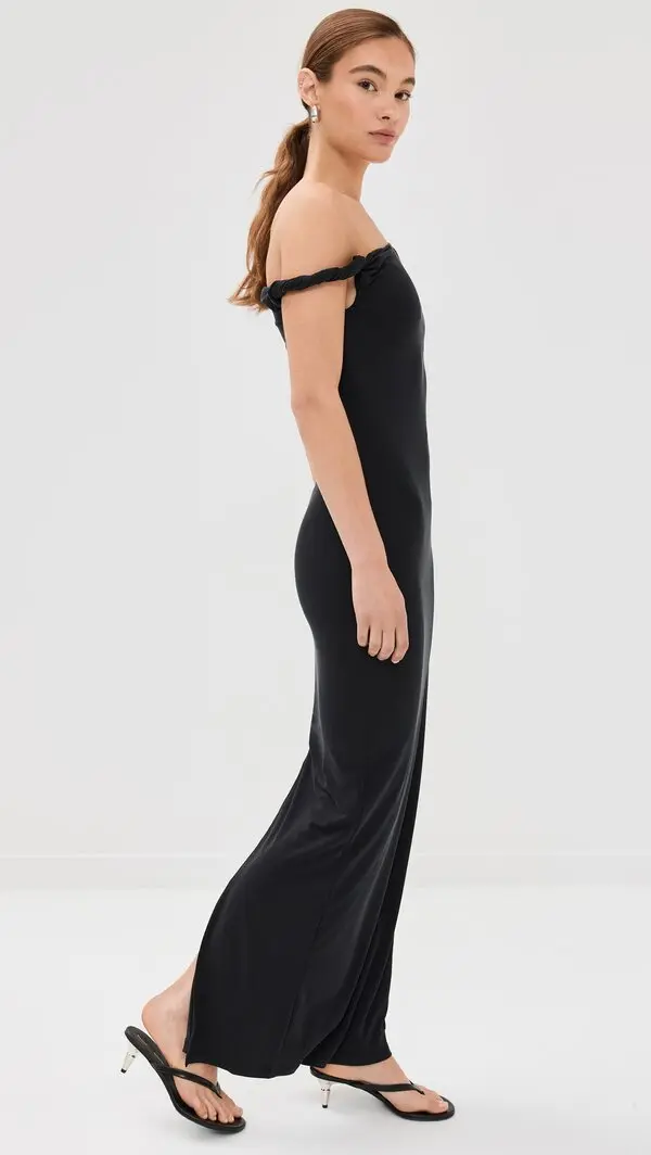 sandwashed jersey maxi dress Good American Twist Shoulder In Black001 - 75% Off SCON