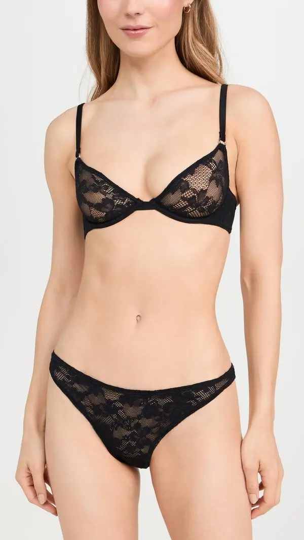 FLEUR DU MAL Le Stretch Lace Demi Bra - Black
