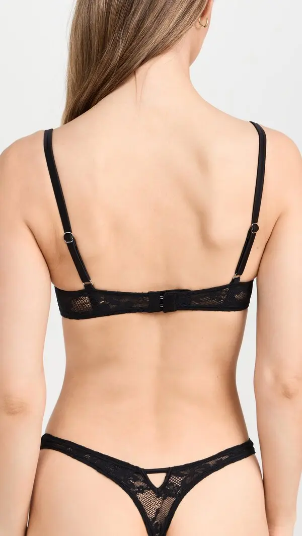FLEUR DU MAL Le Stretch Lace Thong - Black