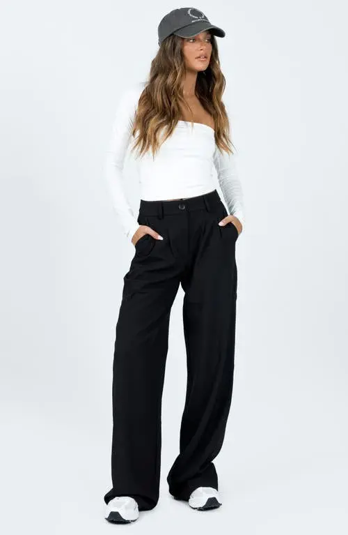Princess Polly Archer Wide Leg Pants - Black