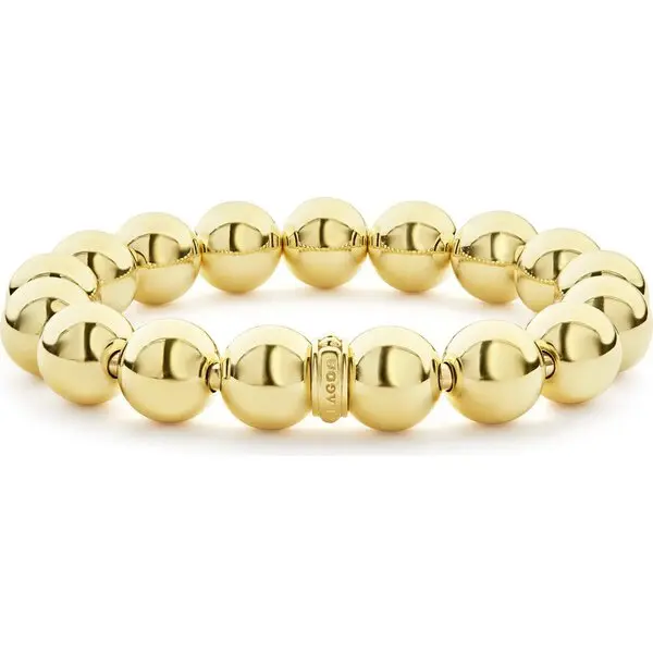 Lagos Signature Caviar Beaded Stretch Bracelet - Gold