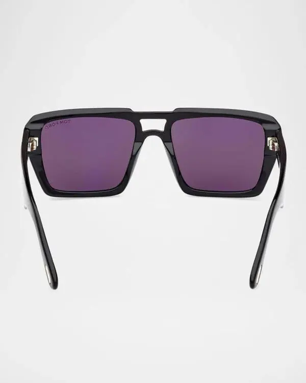 TOM FORD Redford Rectangle Sunglasses - Shiny Black