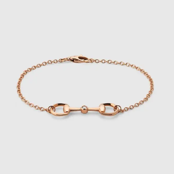 Gucci Horsebit Diamond 18k Chain Bracelet - Gold