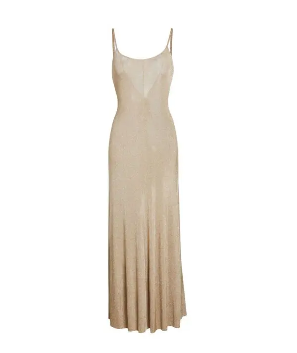 SEROYA Mabeline Metallic Knit Gown In Metallic